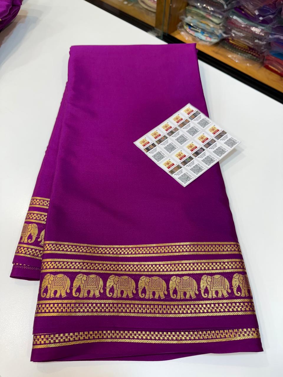 Mysore silk sarees elephant borders – Sri Chamundi Silks